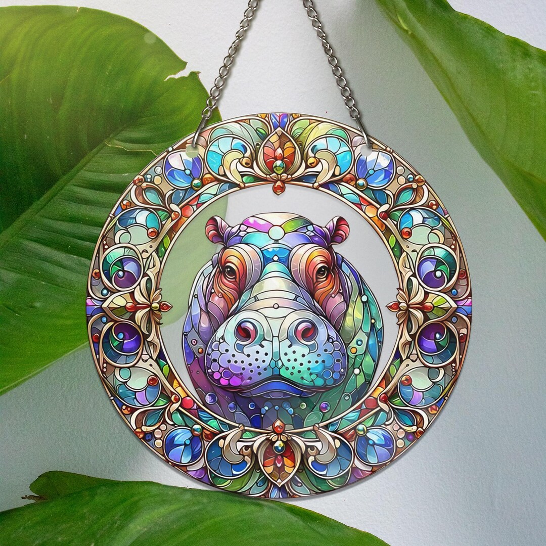 Moo Deng ACRYLIC Window Hanging, Cute Moo Deng Ornaments Cute Hippo ...