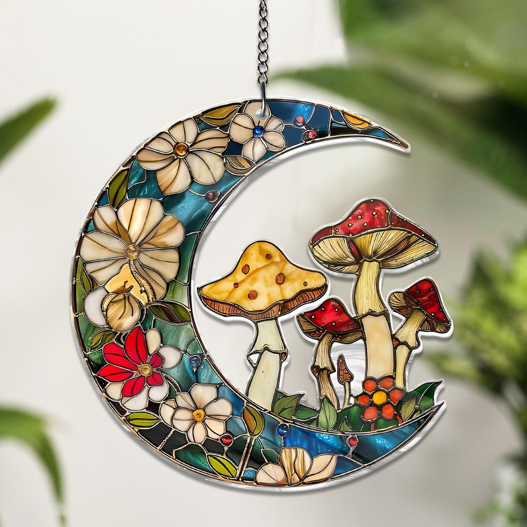 Mushroom Stained Glass EFFECT Art ACRYLIC Suncatcher ACRYLIC Window ...