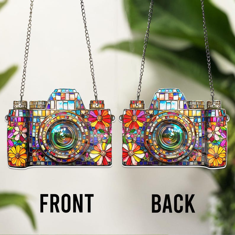 Camera Photographer ACRYLIC Window Hanging, Camera Stained Glass ...