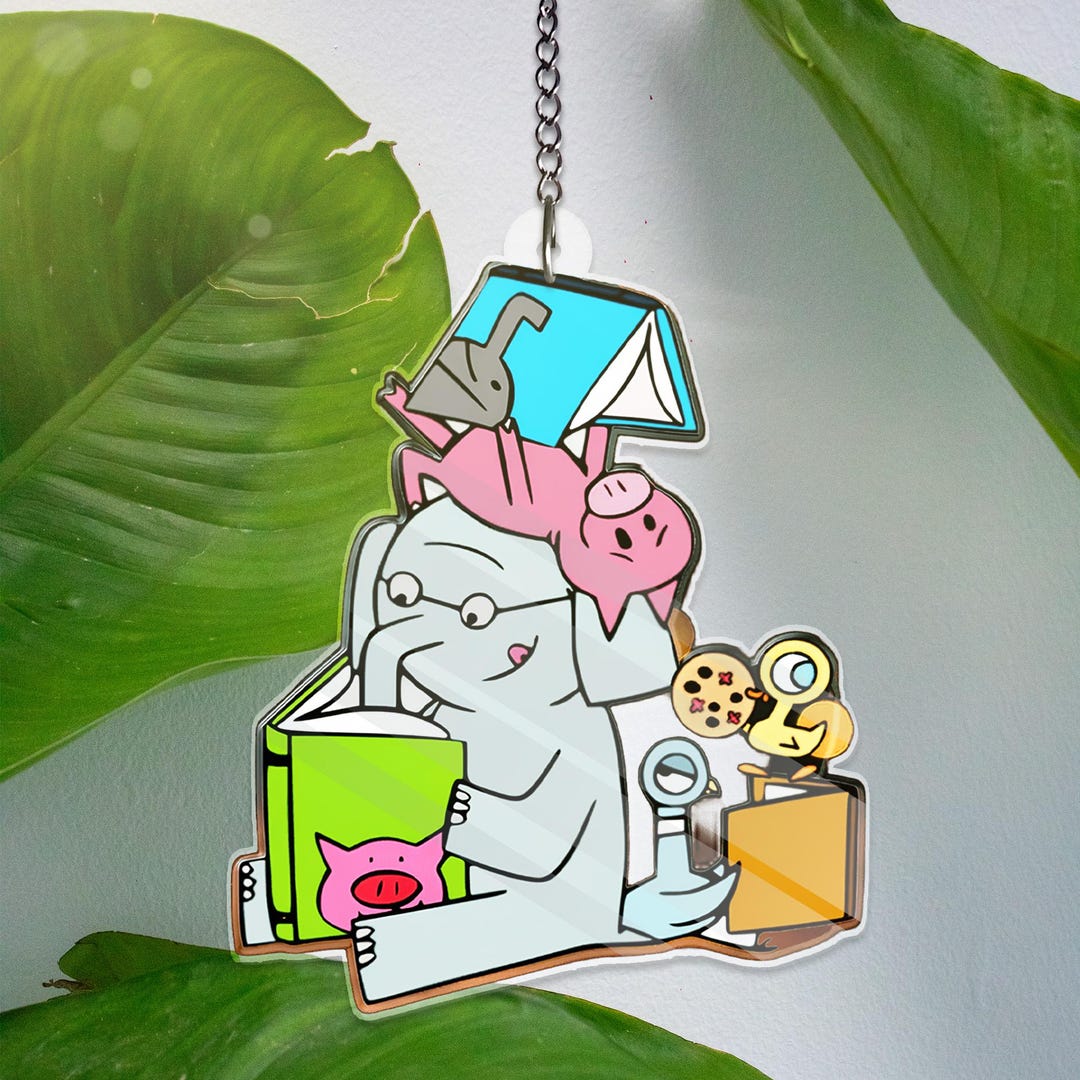 Elephant & Piggie Reading Acrylic Window Hanging Decor Book Lover Decor ...