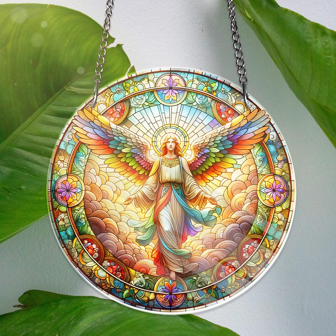 Angel ACRYLIC Rainbow Wings Window Art Guardian Angel Decor Spiritual ...
