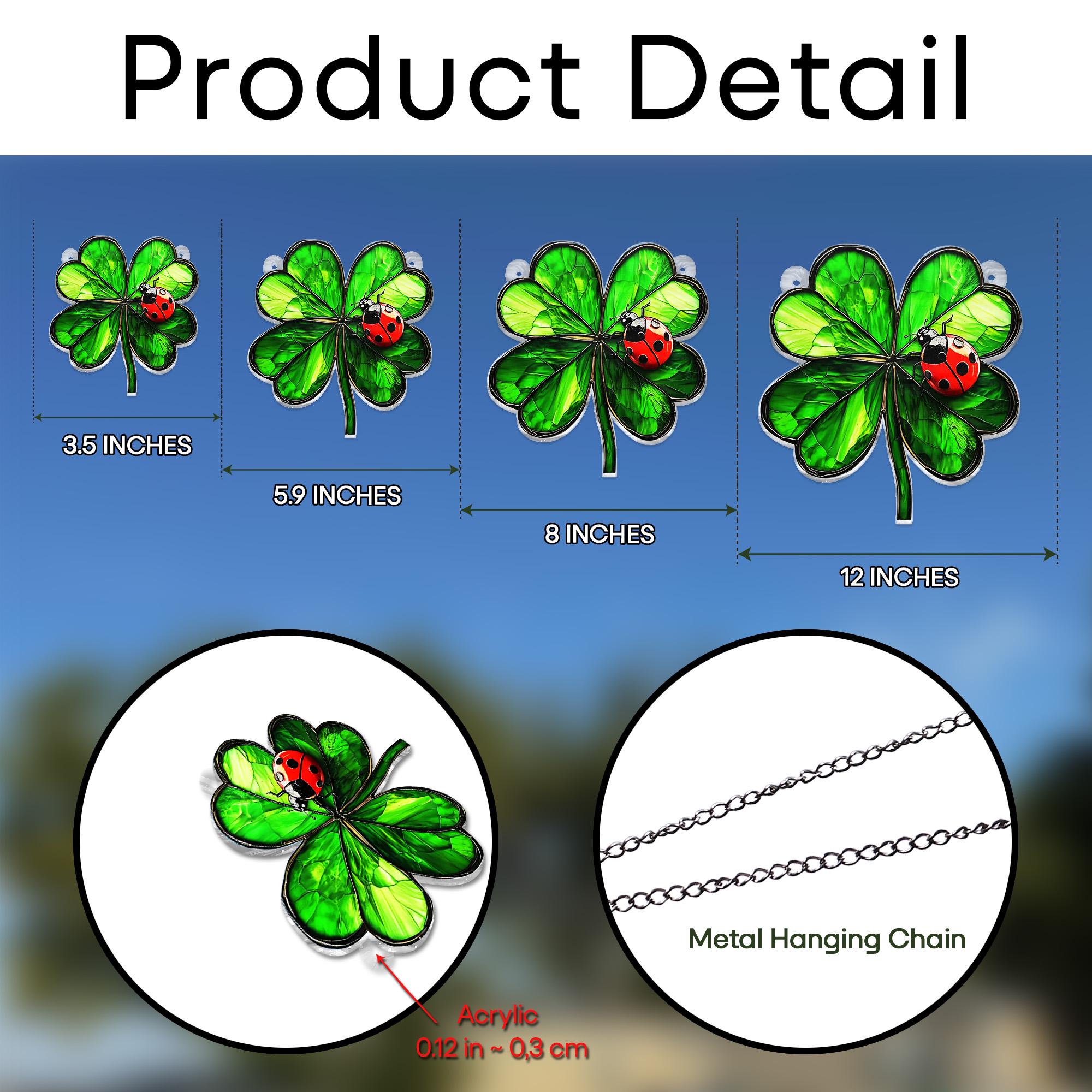 Seven-spotted Ladybug and Four-leaf Clover ACRYLIC Window Haing Scene ...