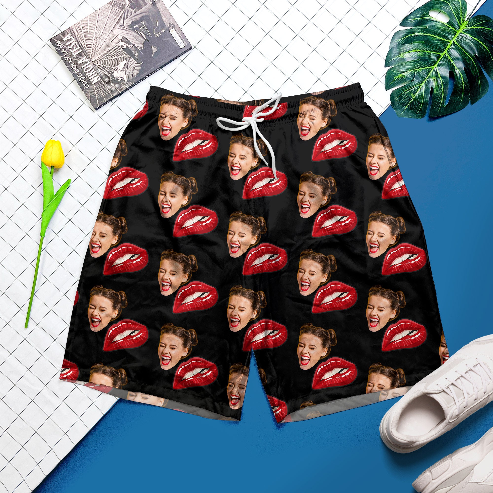 Lips Custom Face Shorts, Custom Photo Shorts, Custom Basketball Shorts ...
