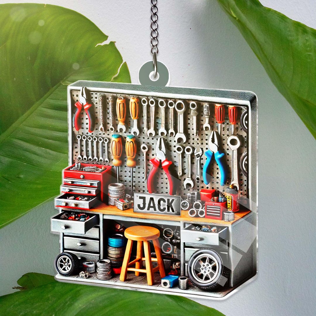 Mechanic Tool Box Flat Acrylic Ornament Window Hanging Custom Tools ...