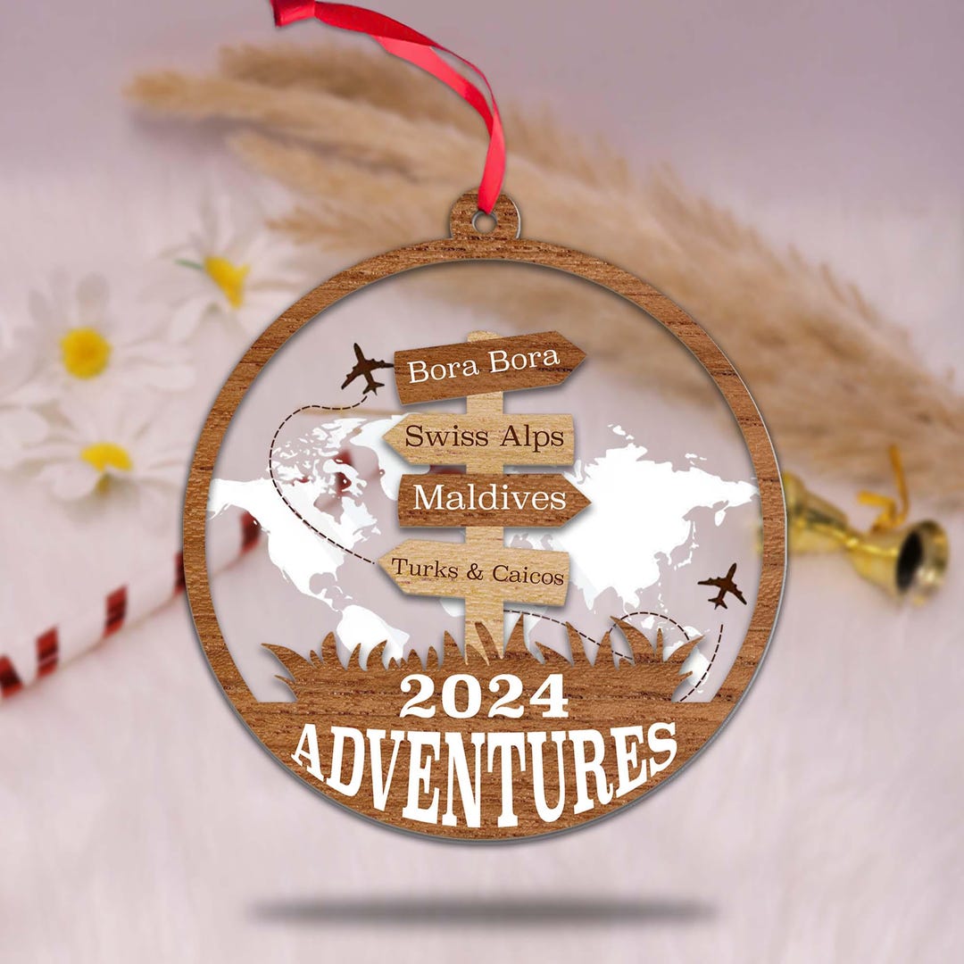 Personalized Travel Adventure Ornament, Custom Traveling Destination ...