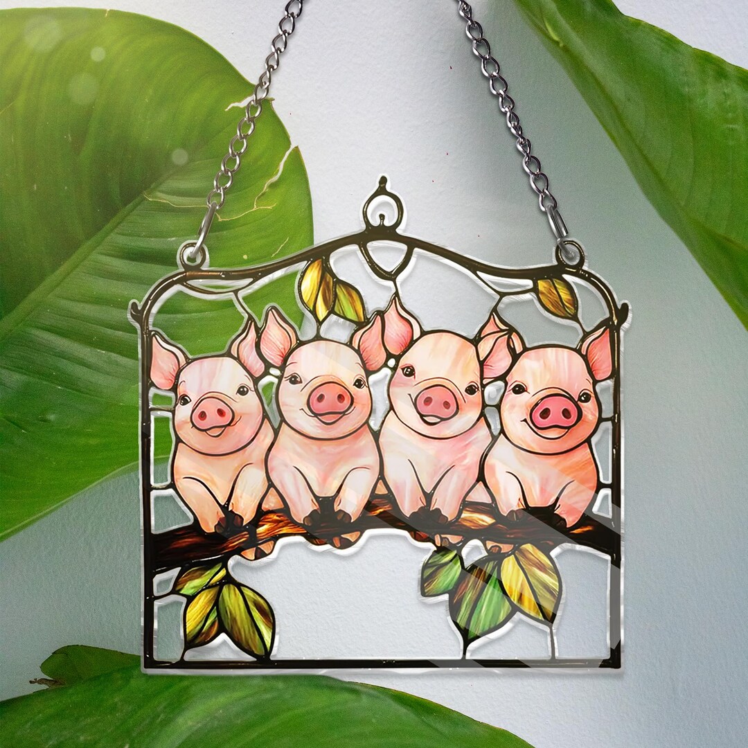 Funny Pig ACRYLIC Window Hanging Pig Window Decor Pig Lovers Funny Pigs ...