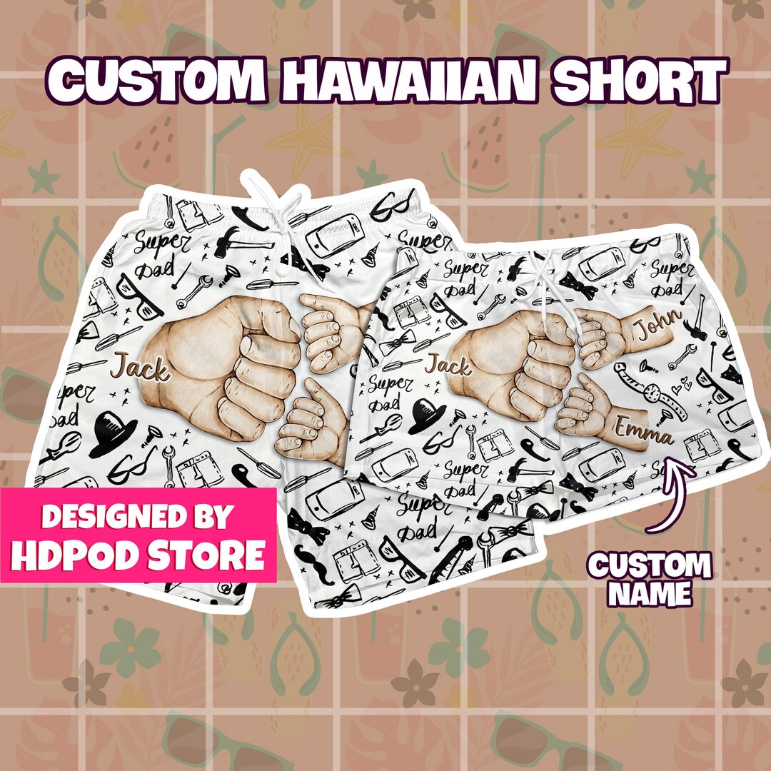Custom Name Dad and Son Shorts, Custom Text Funny Dad Shorts, Custom ...