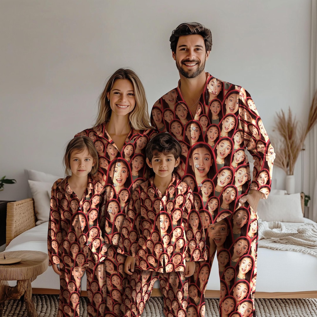 Personalized Photo Pajama Set for Women, Custom Face Loungewear ...