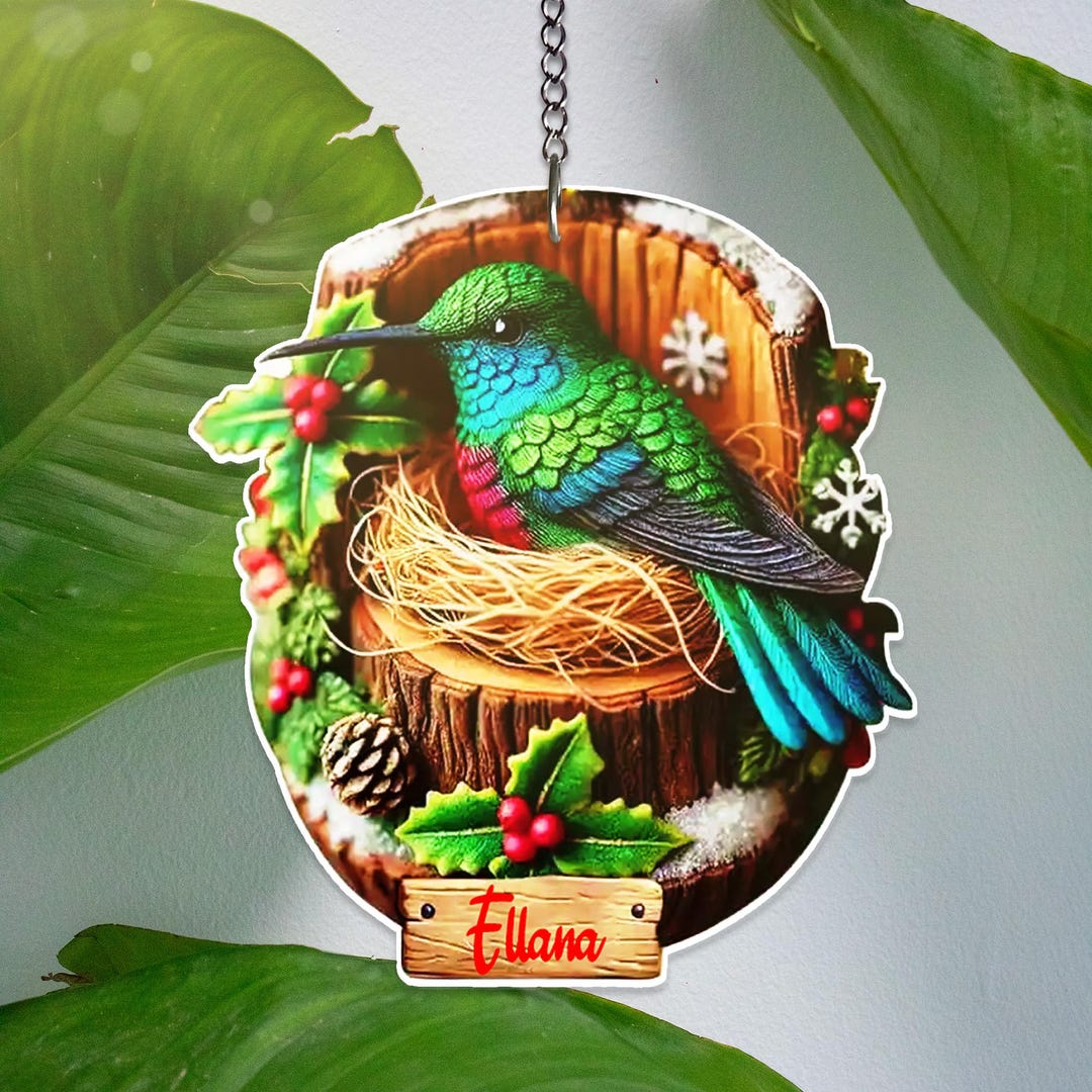 Personalized Hummingbird Christmas Acrylic Hanging Ornament Custom Name ...