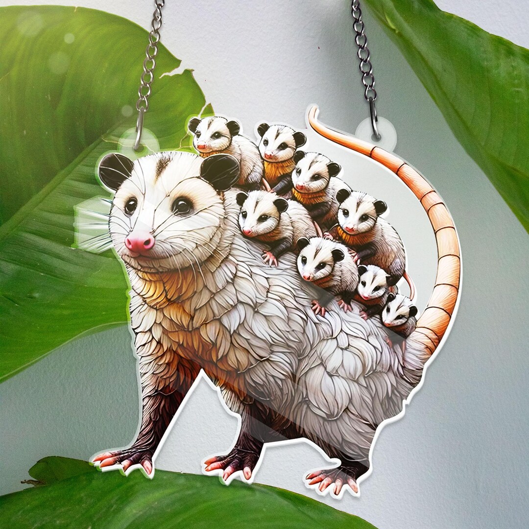 ACRYLIC Cute Fairy Family Opossum Window Hanging, Opossum Window Art ...
