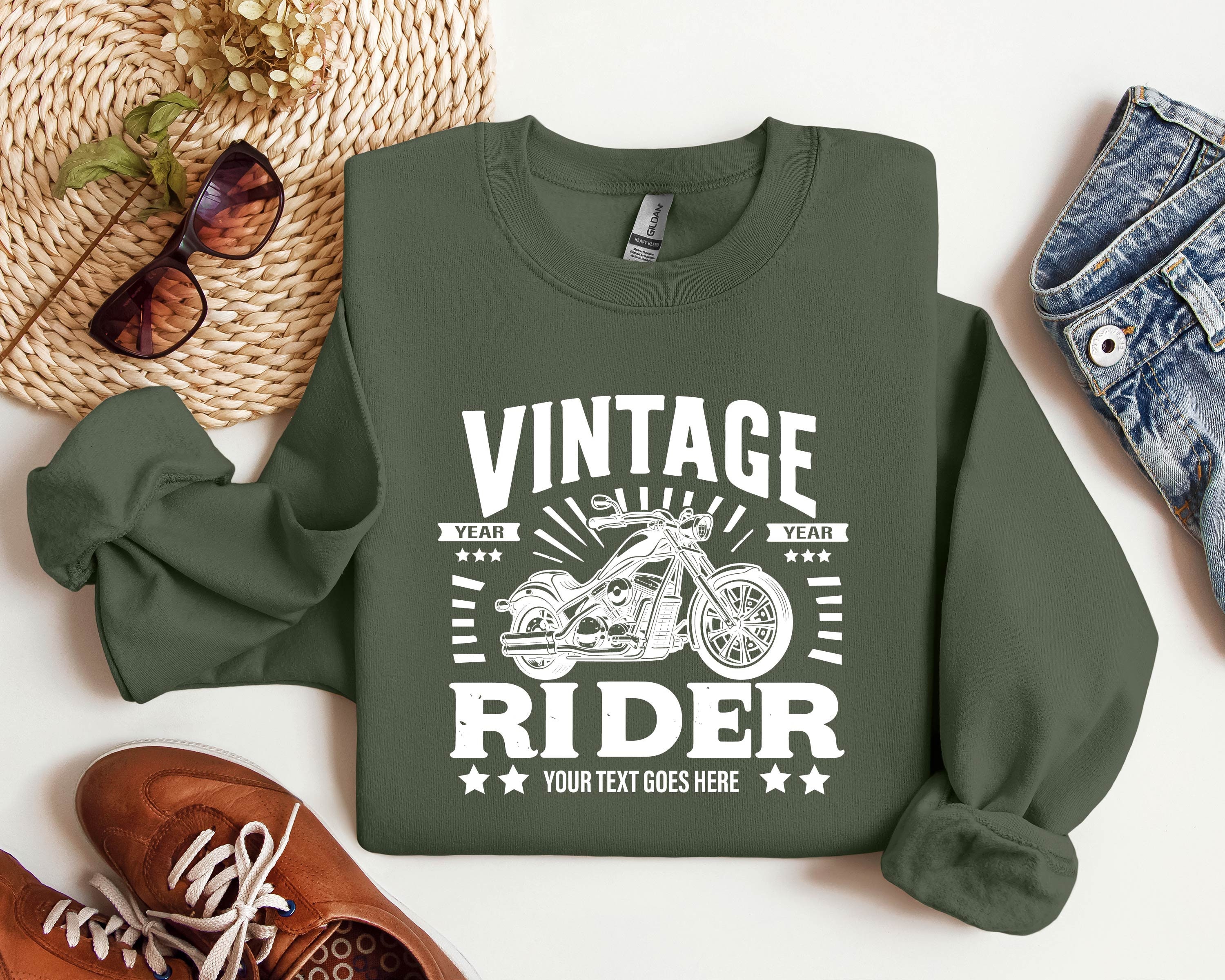 Custom Vintage Motorcycle Sweatshirt: Spirit Road Rider - Etsy
