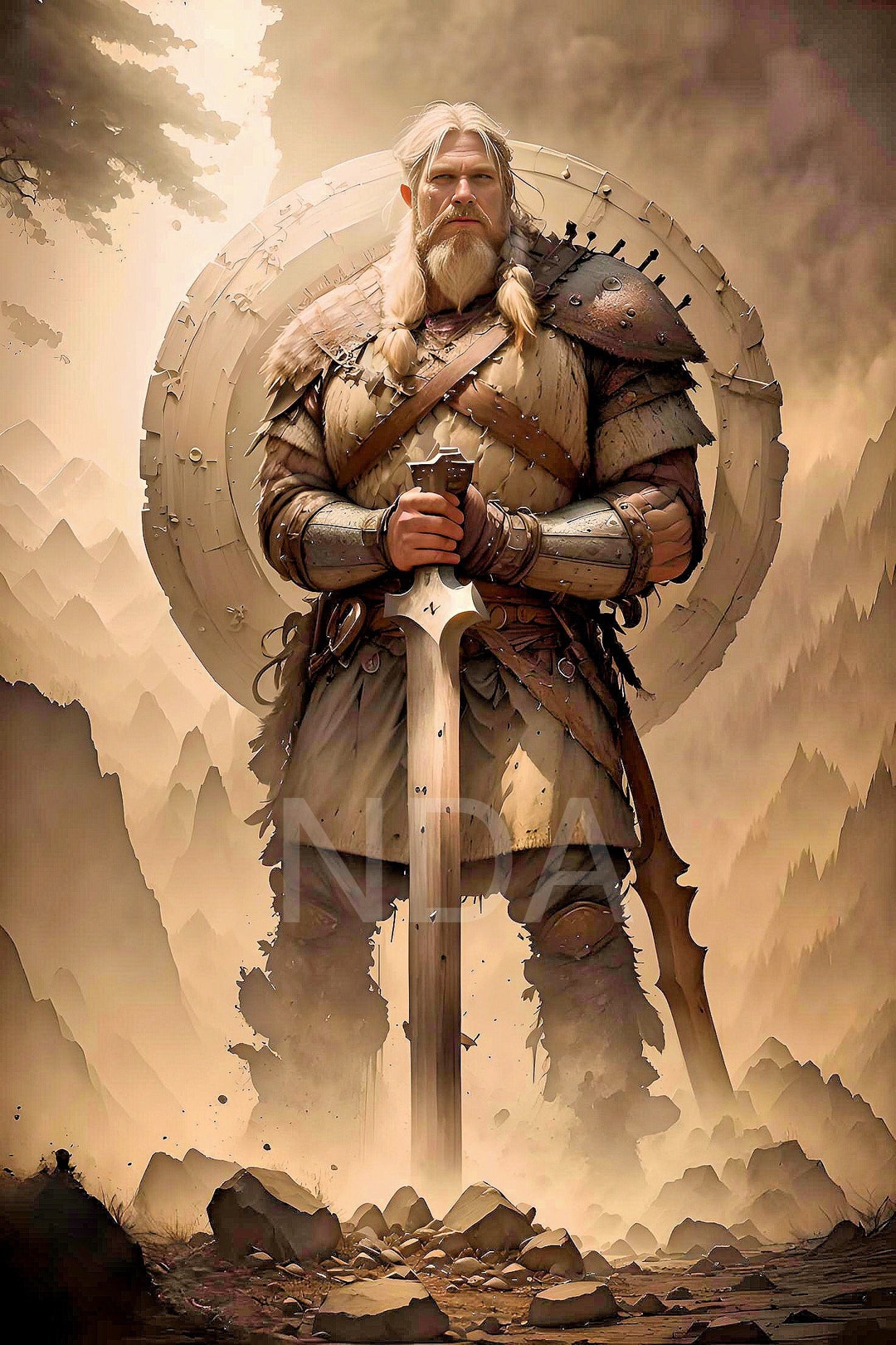 Norse Mythology Viking Warrior Art – Scandinavian Print (digital ...