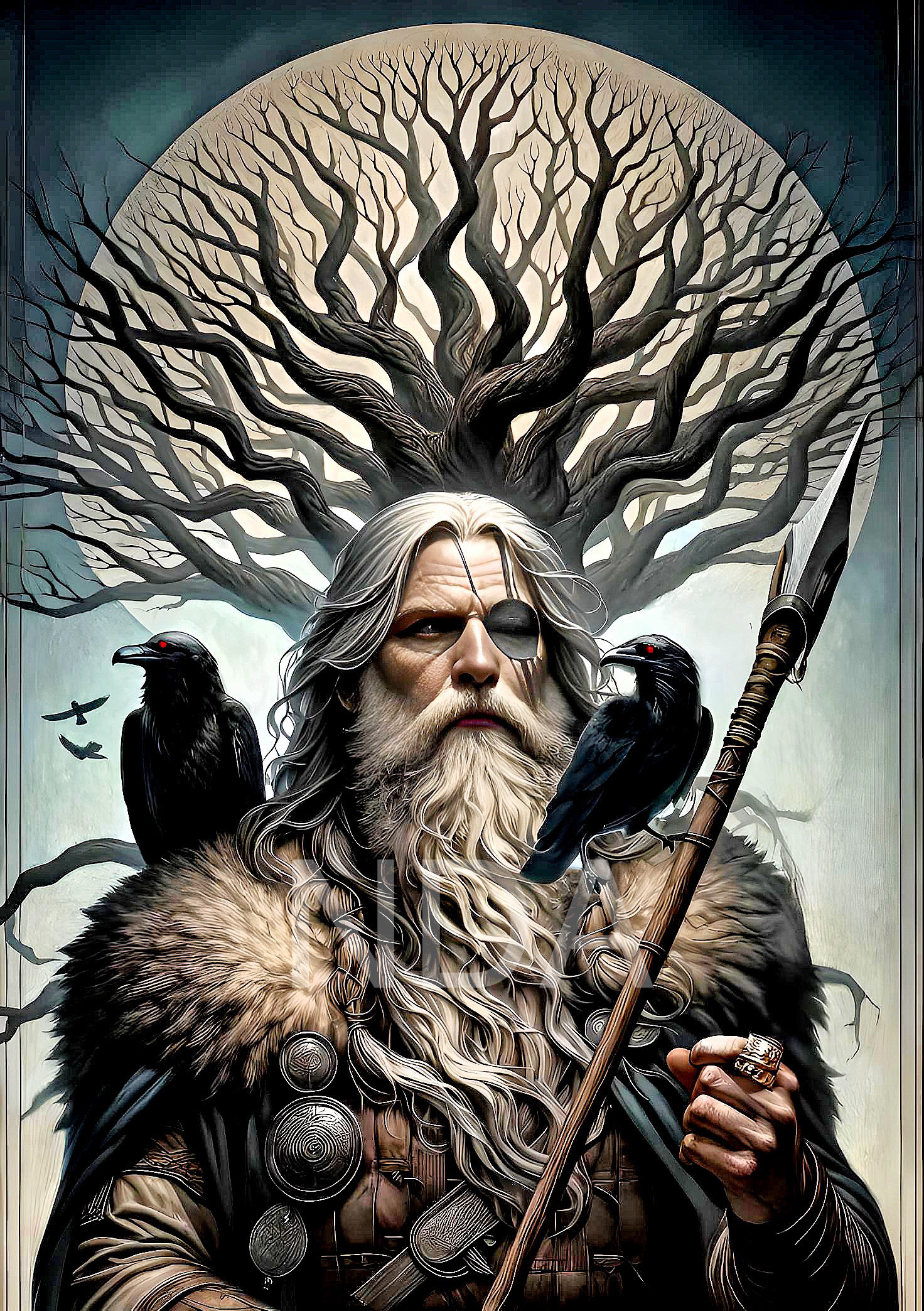 Norse Mythology Art Print – Viking God Odin, Nordic Legends (digital ...