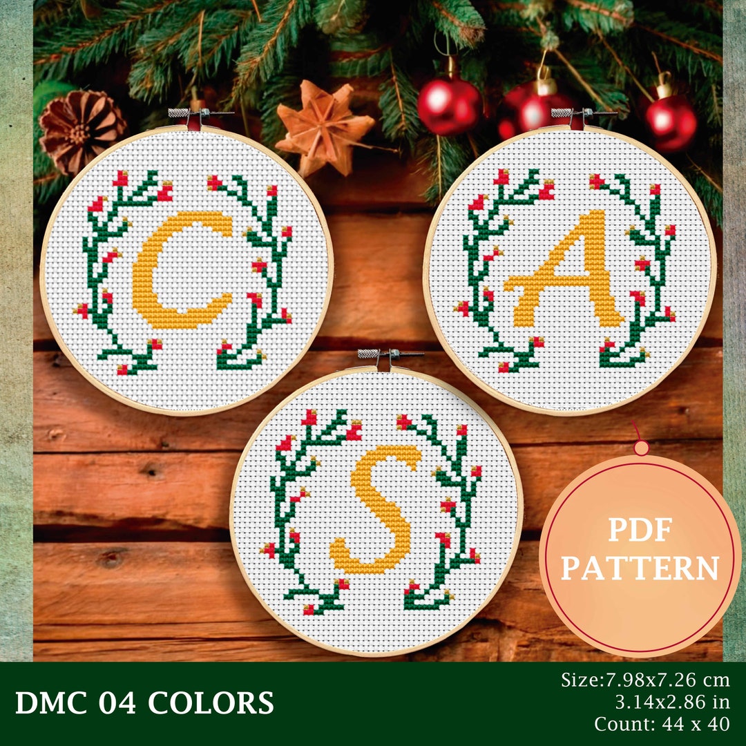 Christmas Alphabet Cross Stitch Pattern PDF - Christmas Cross Stitch ...