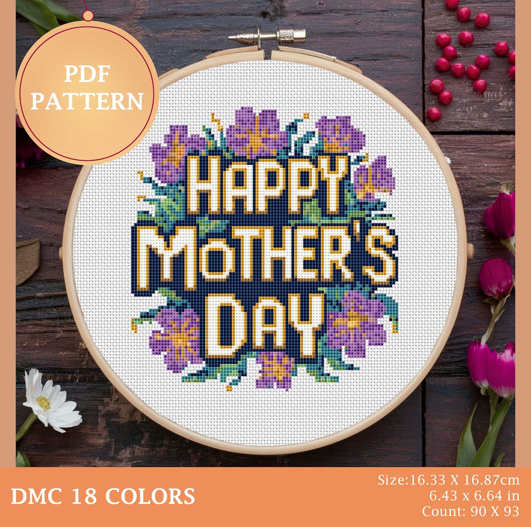 Happy Mother’s Day Cross Stitch Pattern PDF - Cross Stitch Pattern ...