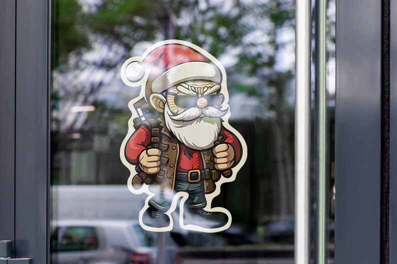 Cool Santa Claus, Christmas Sticker, in Vector for Illustrations - Etsy