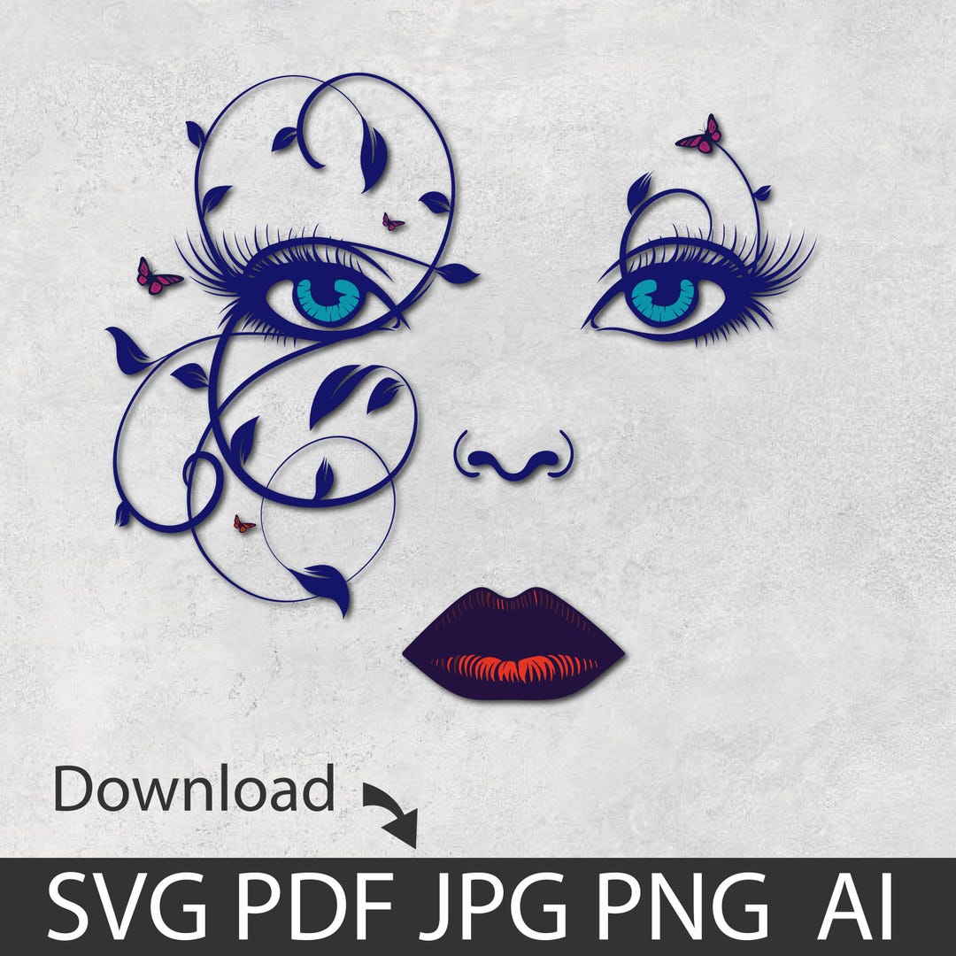 Beautiful Illustration of Girl Face Svg, Lady Svg, Woman Svg, Digital ...