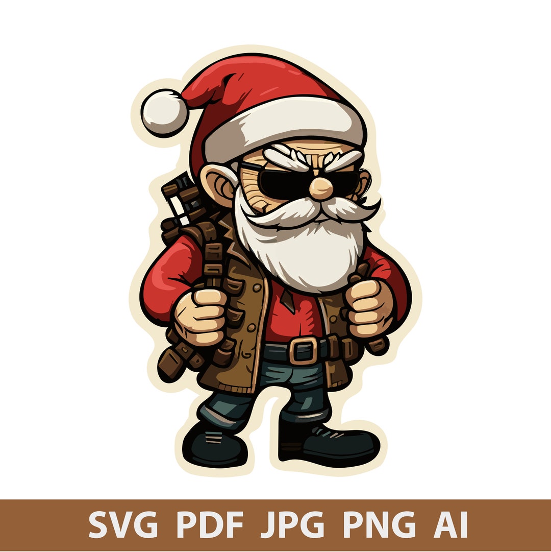 Cool Santa Claus, Christmas Sticker, in Vector for Illustrations - Etsy