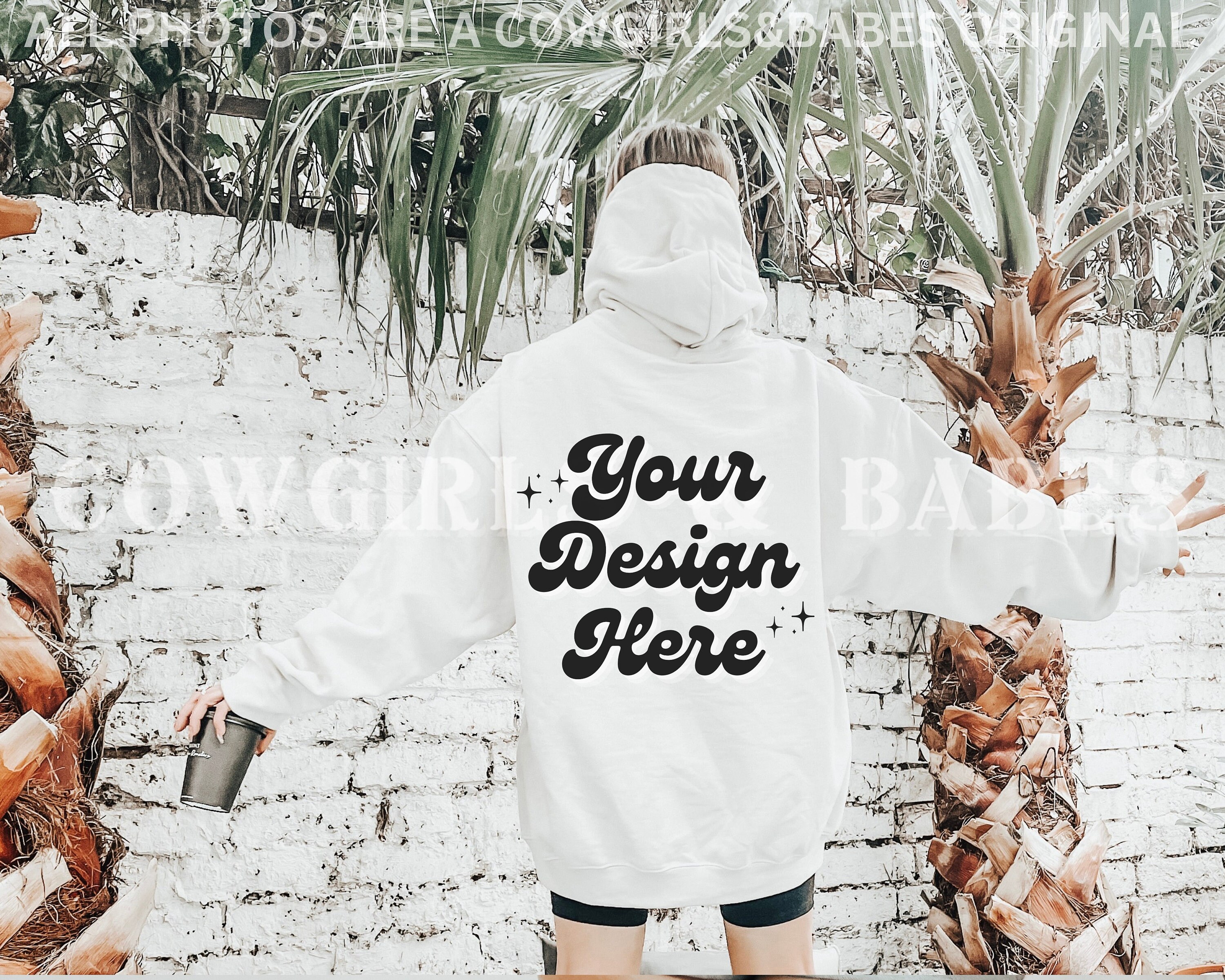 Gildan 18500 White Back Of Hoodie Mockup G185 White Hooded Sweatshirt