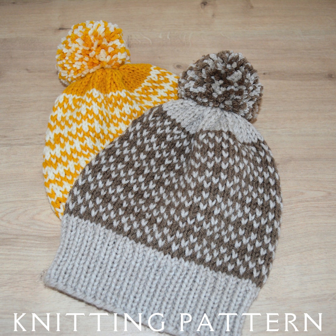 Bobble Hat Knitting Pattern the Sanday Bobble Hat Instant PDF Download ...
