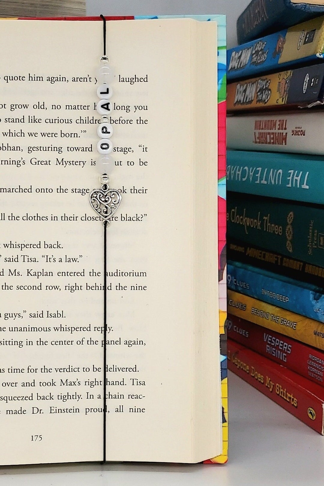 Personalized Opal Gemstone Bookmark: Heart Charm Book Band - Etsy