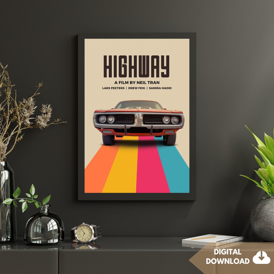 Retro Highway Display Vintage Printable Wall Art Decor, Home and Office ...
