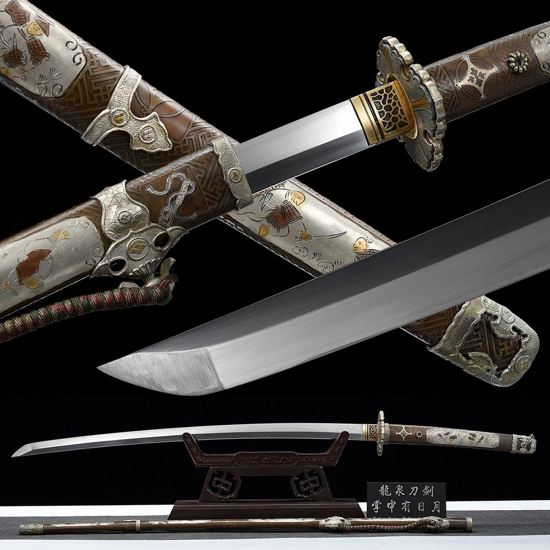 All Copper Hand-engraved Katana,samurai Sword,spring Steel Blade ...