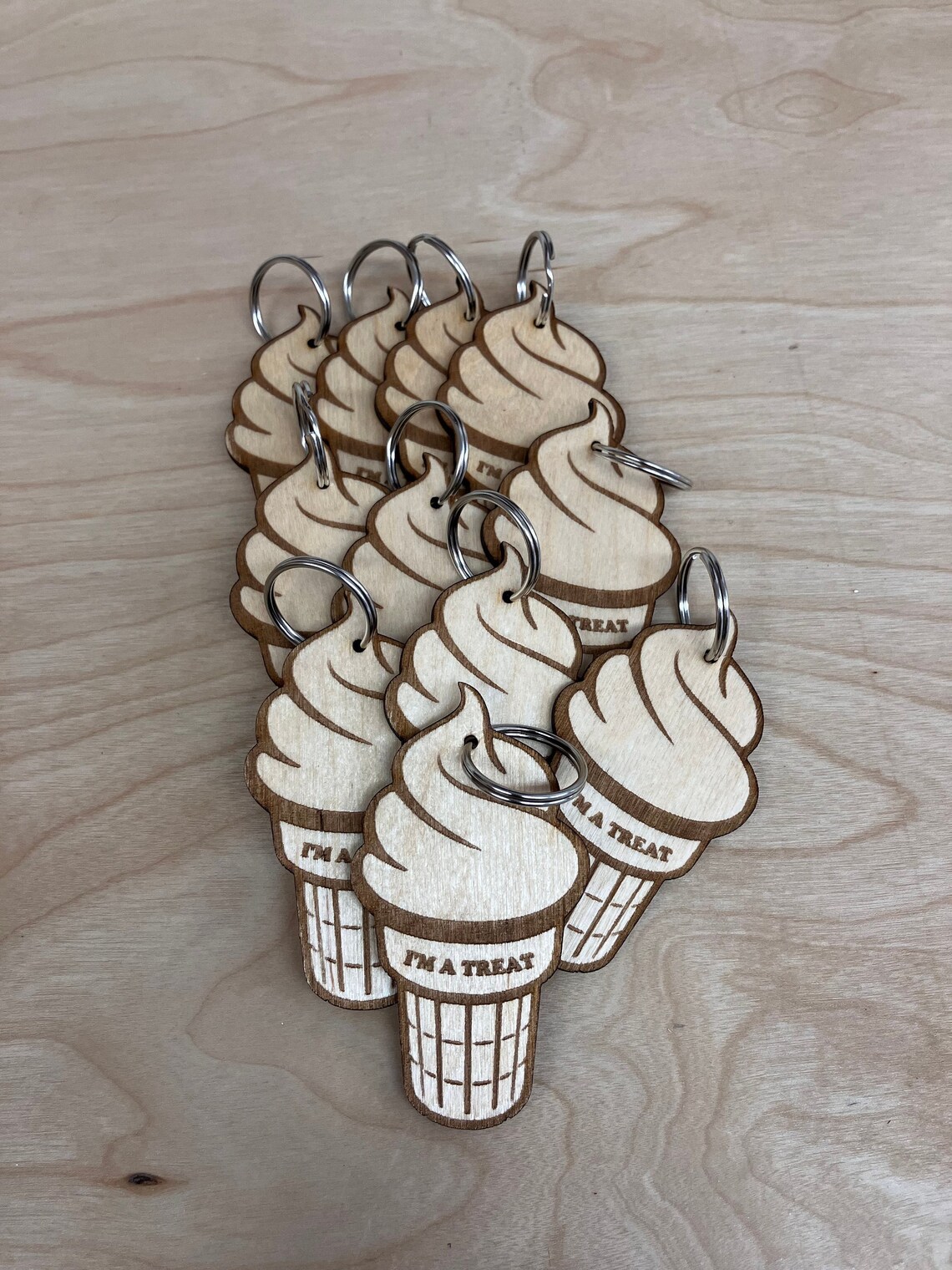 Im A Treat Ice Cream Cone Wood Key Chain - Etsy