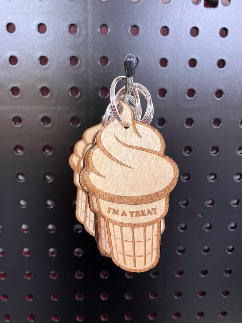 Im A Treat Ice Cream Cone Wood Key Chain - Etsy