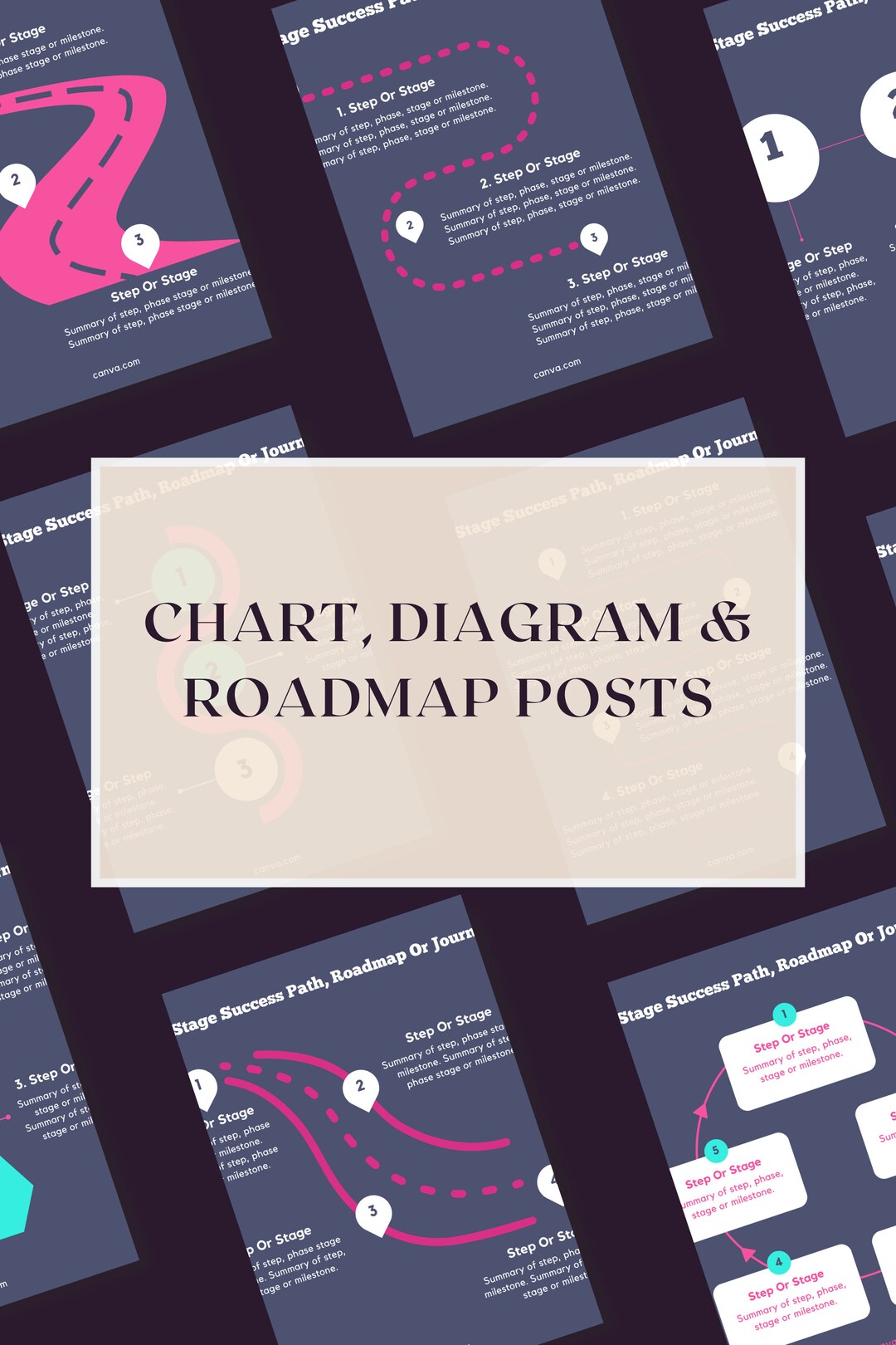 Purple Chart Diagram & Roadmap Instagram Templates Bundle - Etsy