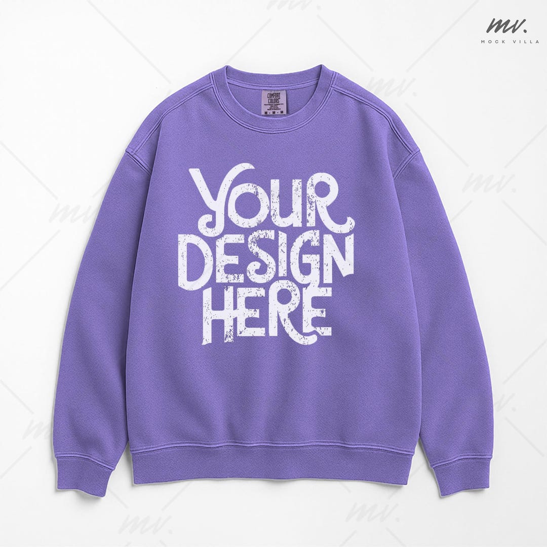 Comfort Colors 1566 Violet Mockup Comfort Colors Violet Sweatshirt ...