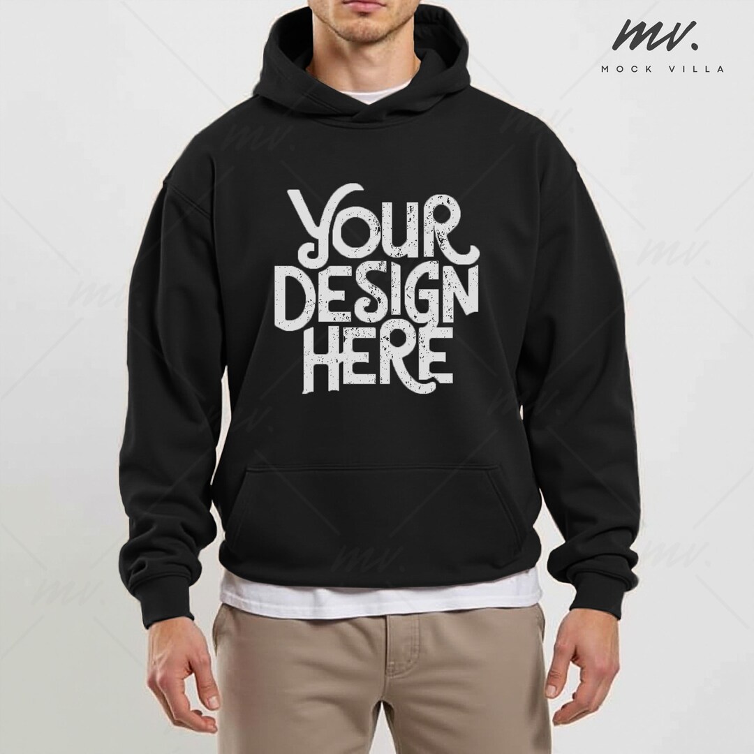 Black Gildan 18500 Hoodie Mockup, Mens Gildan 18500 Hoodie Mock-up ...