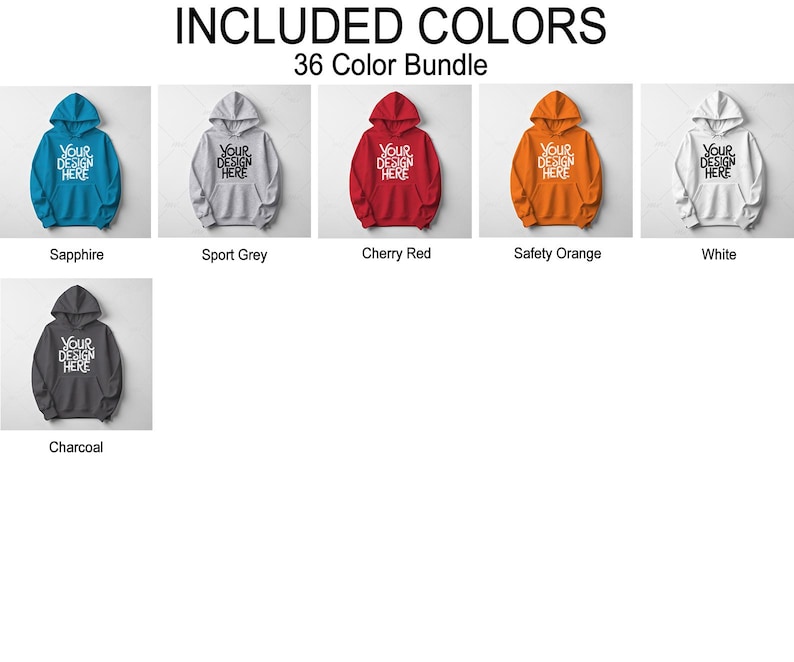 36X Hoodie Mockup Bundle, Flat Lay Gildan 18500 Mockup Bundle, Hooded ...