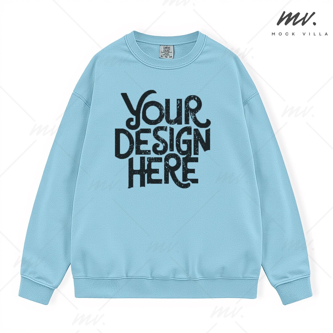 Comfort Colors 1566 Chambray Mockup Comfort Colors Chambray Sweatshirt ...