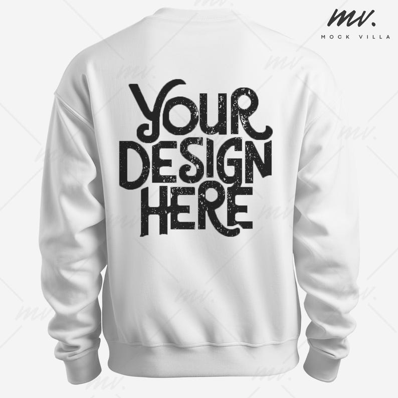 White Sweatshirt Mockup, Front and Back Gildan 18000 Crewneck ...