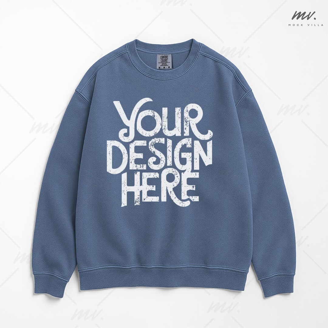 Comfort Colors 1566 Denim Mockup Comfort Colors Denim Sweatshirt Mockup ...