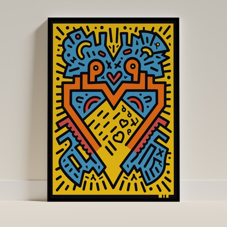 Printable Wall Art Set of 3 - Keith Haring Inspired Digital Prints ...