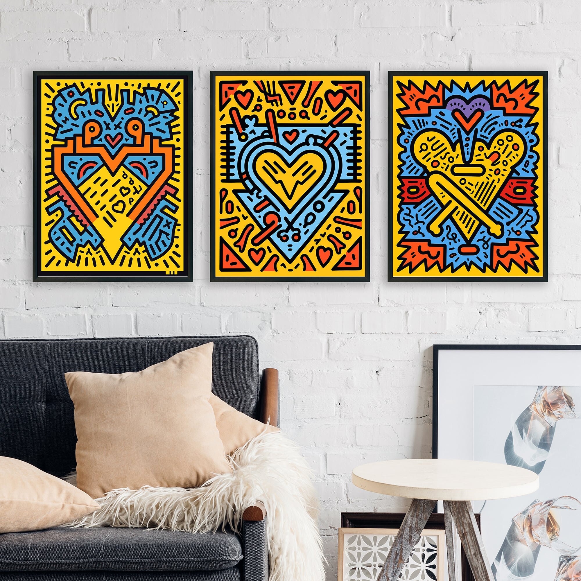 Printable Wall Art Set of 3 - Keith Haring Inspired Digital Prints ...