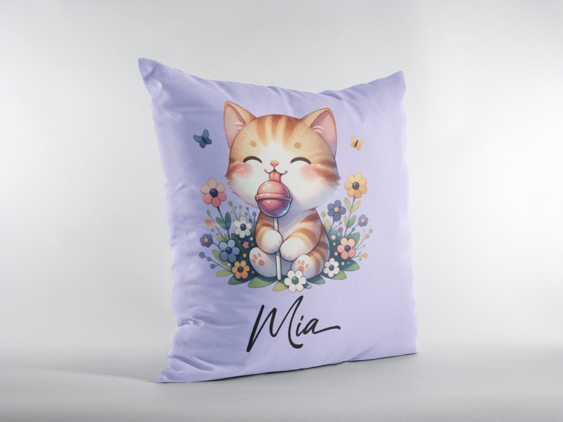 Cat Nursery Pillow With Name Personalized Kitten Nursery Pillow ...