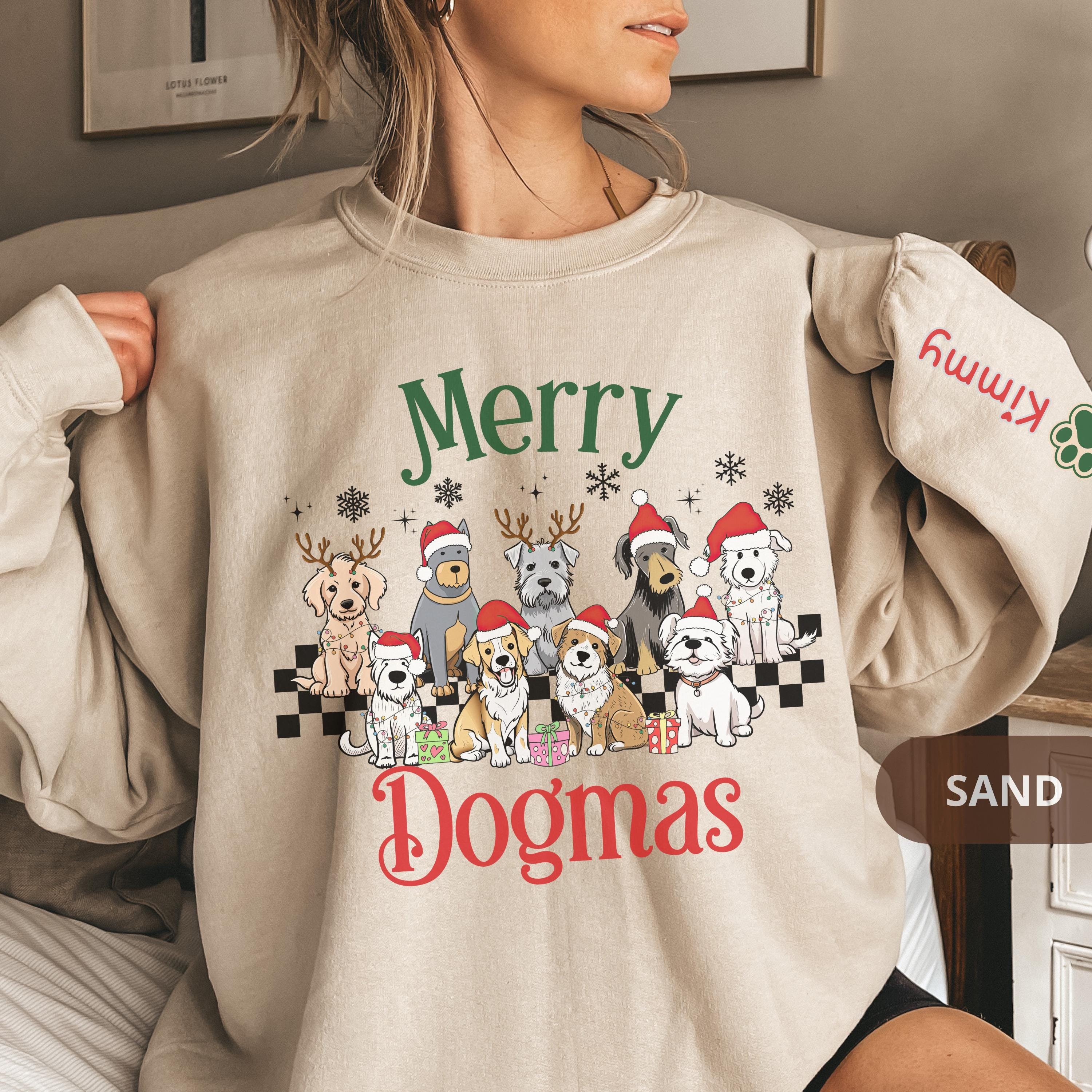 Personalized Merry Dogmas Unisex Sweatshirt, Dog Lover Gift, Custom ...
