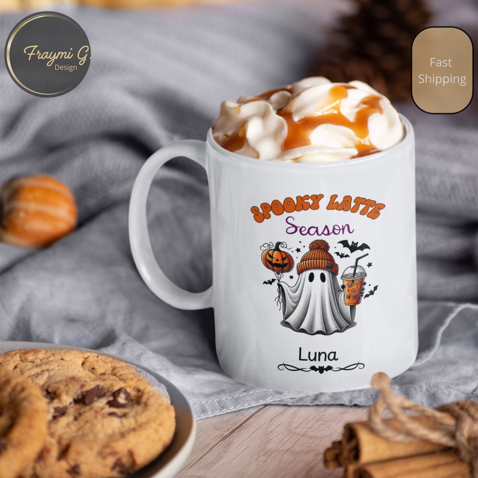 Custom Ghost Spooky Latte Season Coffee Mug Personalized Funny Ghost ...