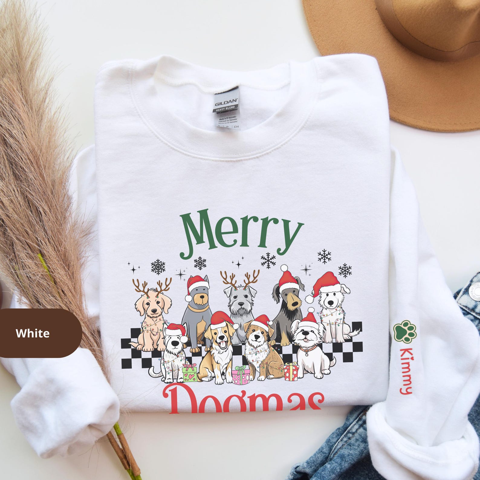 Personalized Merry Dogmas Unisex Sweatshirt, Dog Lover Gift, Custom ...