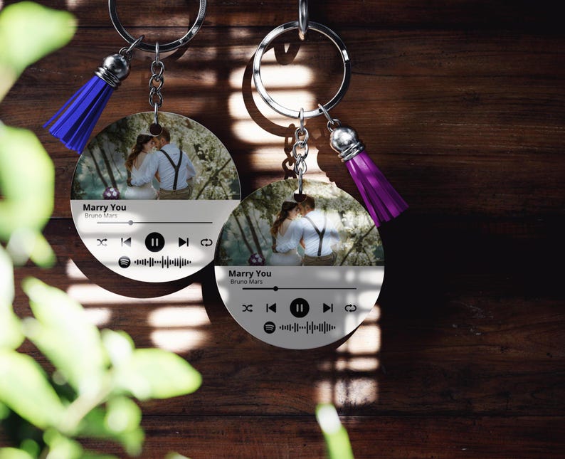 Custom Spotify Code Keychain With Photo - Personalized Music Keychain ...