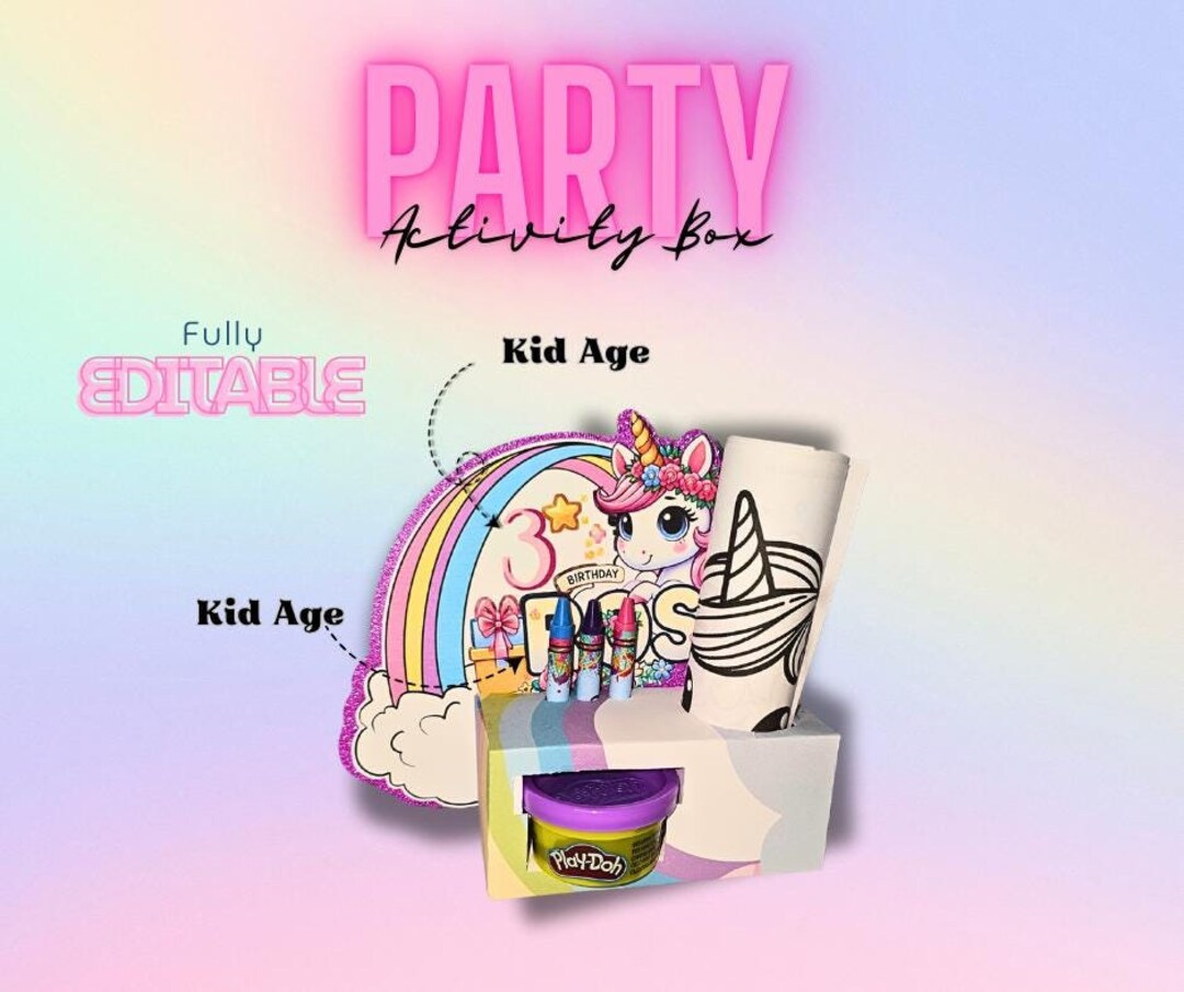 Unicorn Coloring Box - Crayon Party Favor - Party Activity Box - Party ...