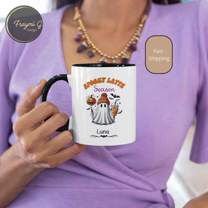 Custom Ghost Spooky Latte Season Coffee Mug Personalized Funny Ghost ...