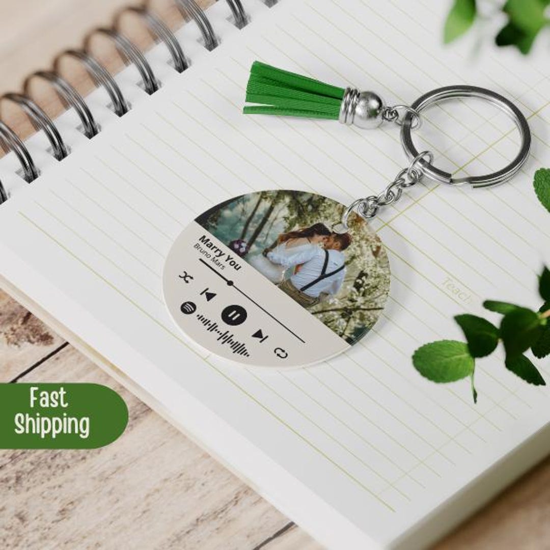 Custom Spotify Code Keychain With Photo - Personalized Music Keychain ...
