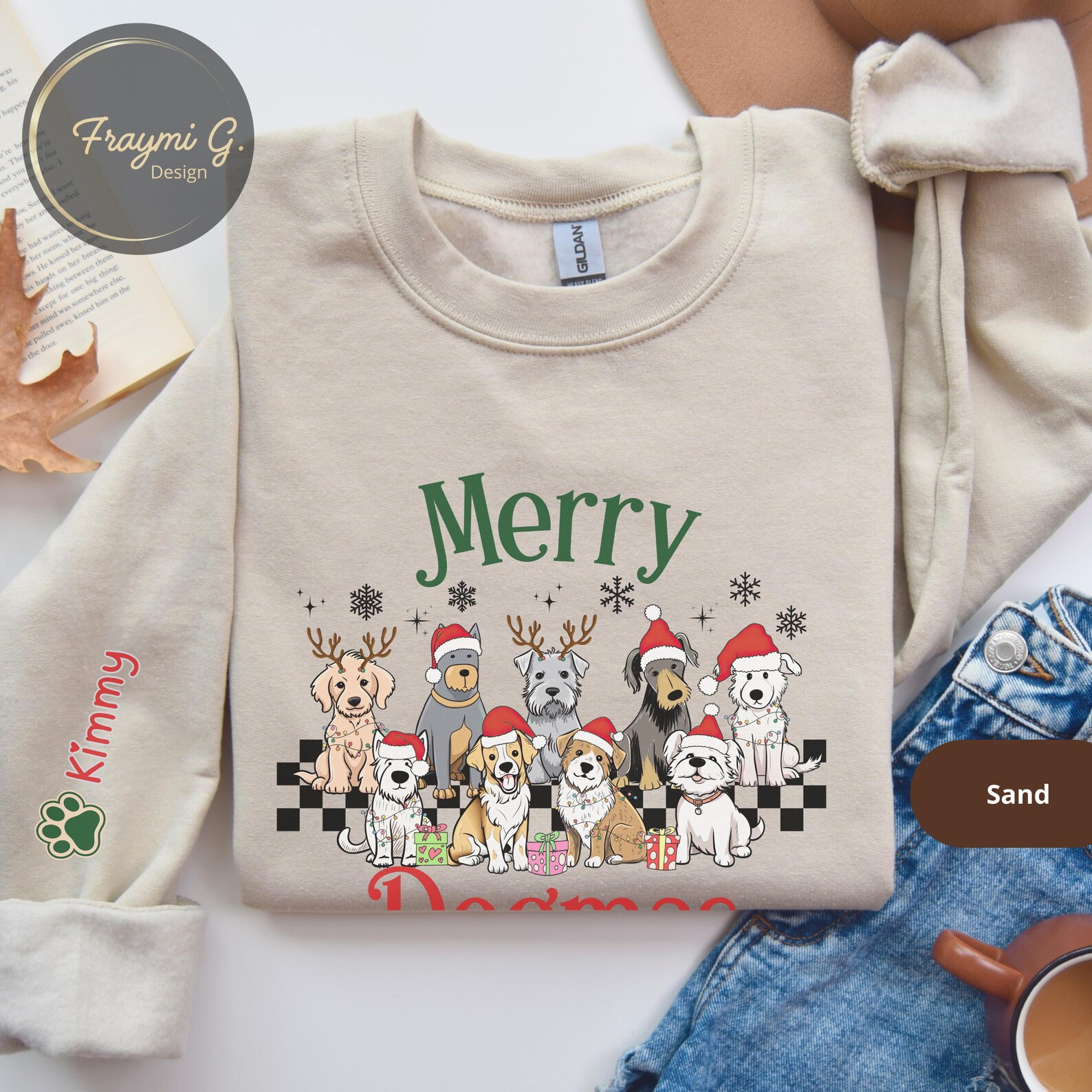 Personalized Merry Dogmas Unisex Sweatshirt, Dog Lover Gift, Custom ...