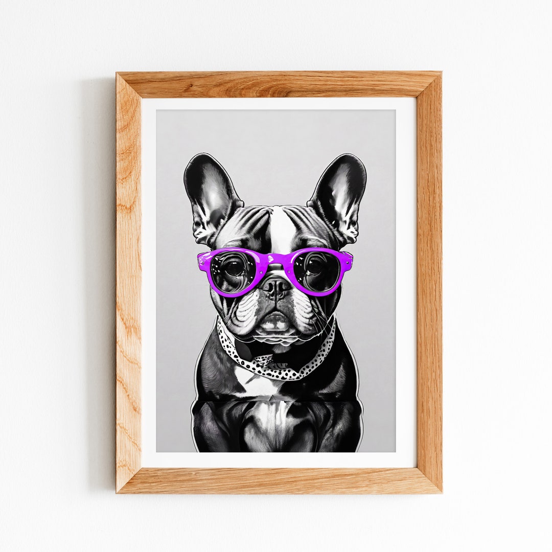 Printable Pet Poster Digital Animal Bulldog Funny Animal Wall Art Black and White - Etsy