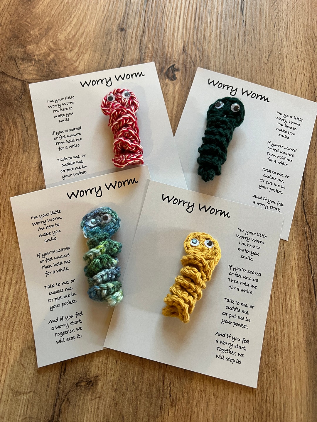 Crochet Worry Worm, Fidget Toy, Anxiety Toy, Stress Reliever, Sensory ...