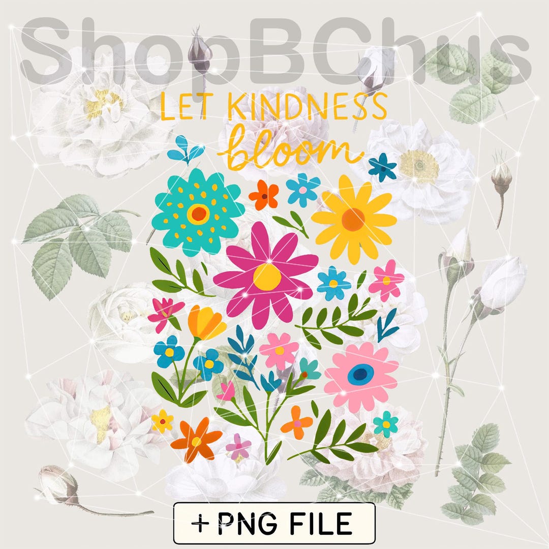 Let Kindness Bloom PNG, Retro Boho Flower Design, Floral Mental Health ...